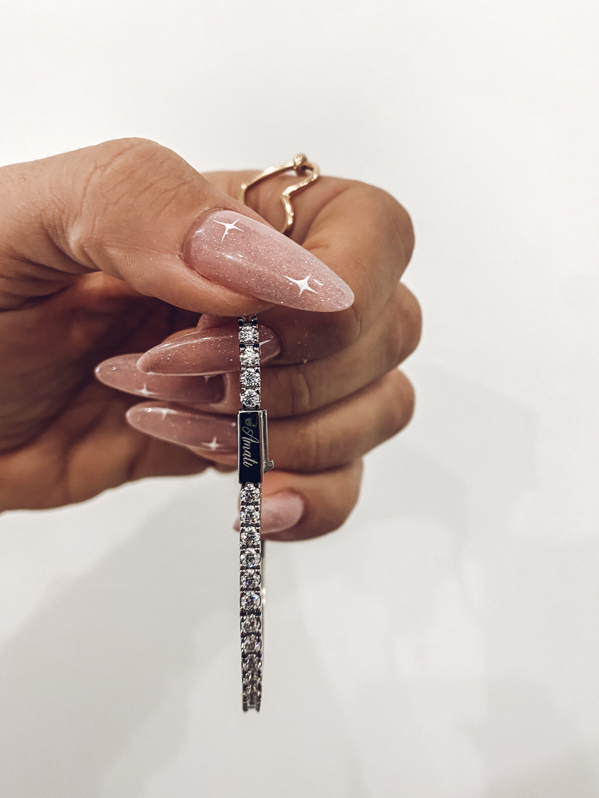 Bracciale Tennis Pietre bianche con incisione - Made in Italy