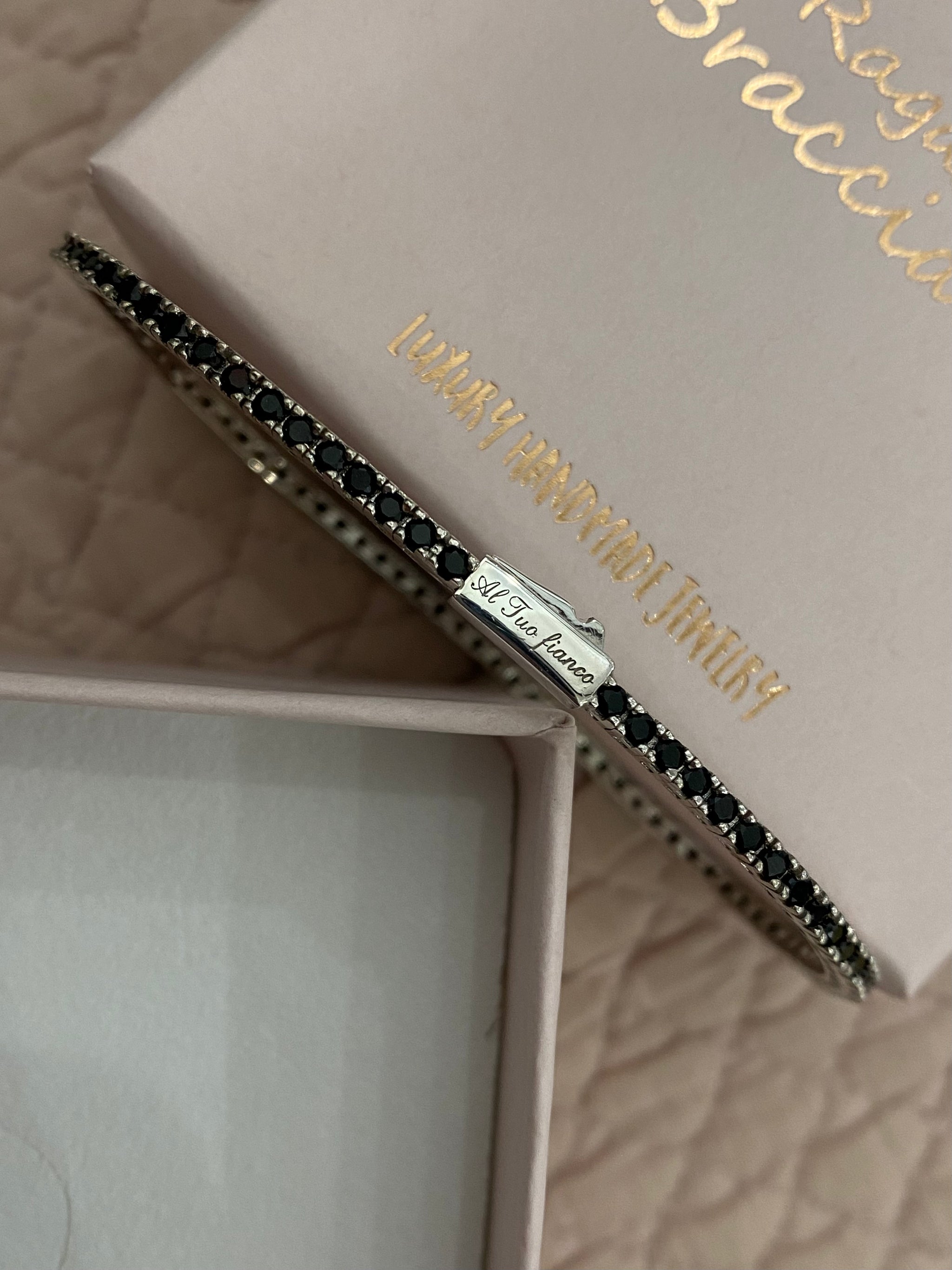 Bracciale Tennis pietre colorate con incisione - Made in Italy